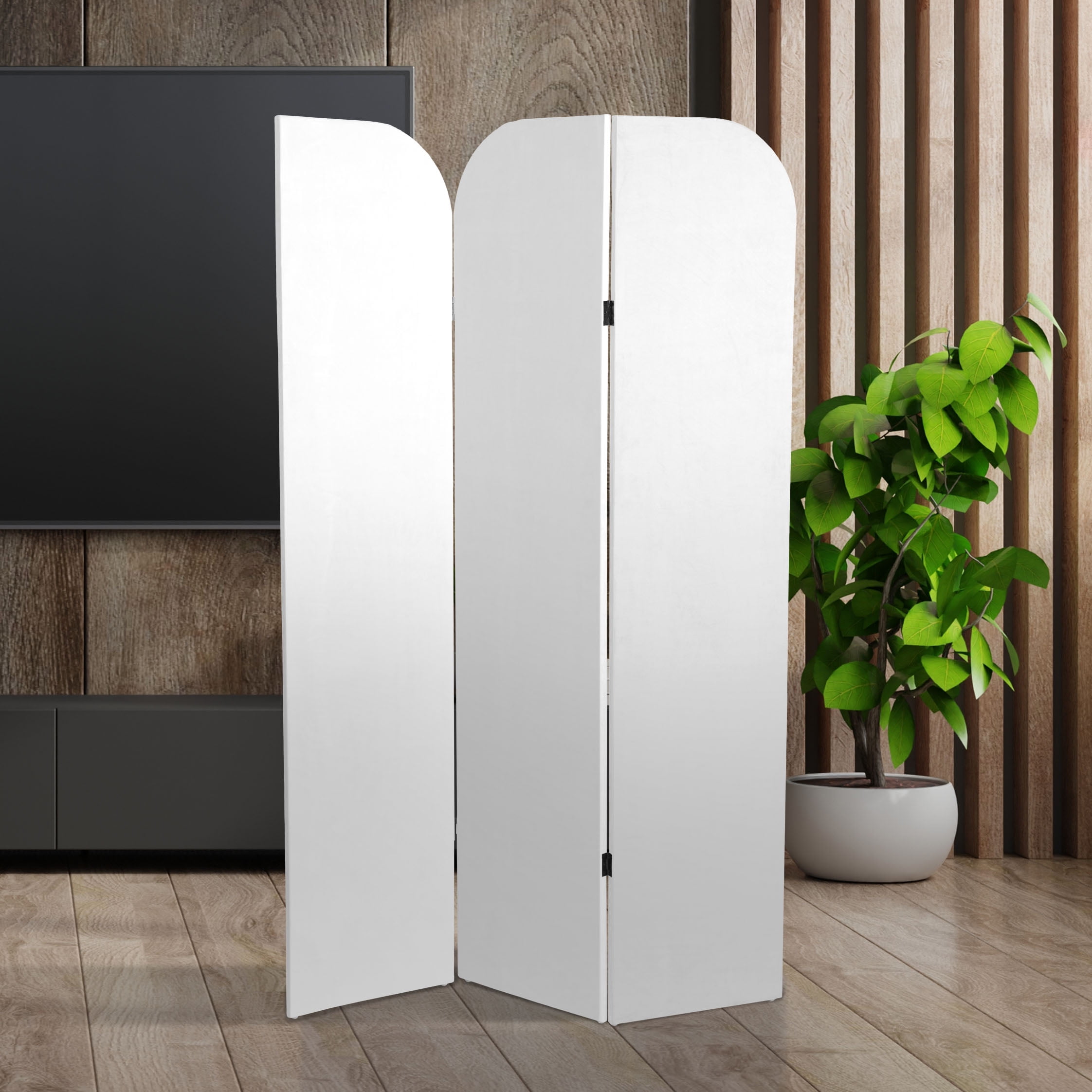 6 ft. Modern Arch Velvet Room Divider White 3 Panel - Walmart.com