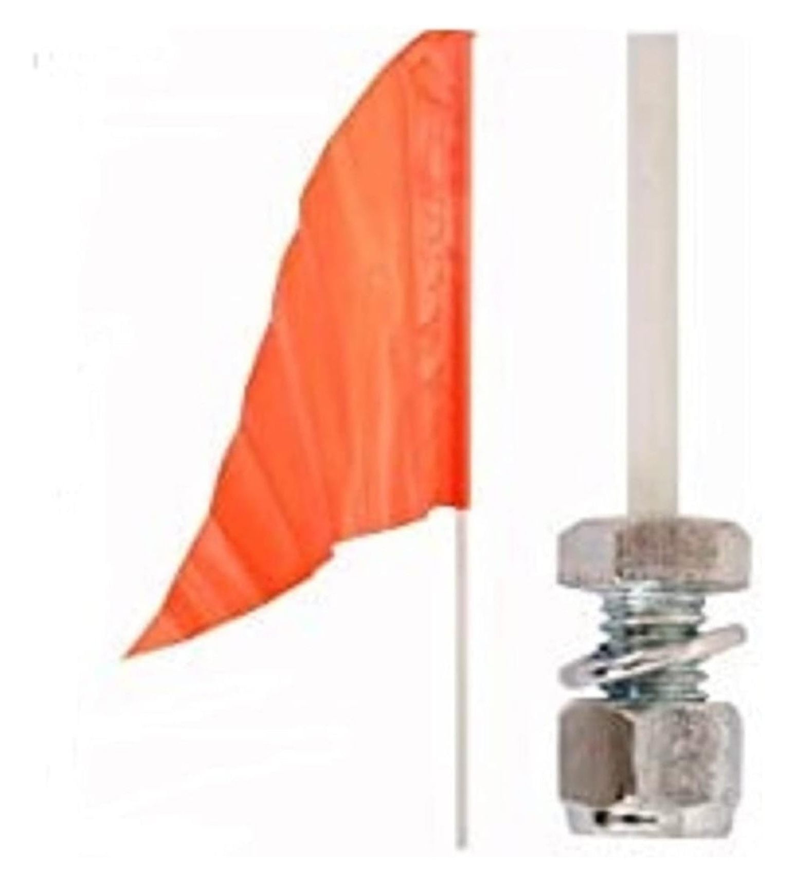 6 ft. Orange Pennant Safety Flag 1/4" White Pole & Mounting Bolt ...