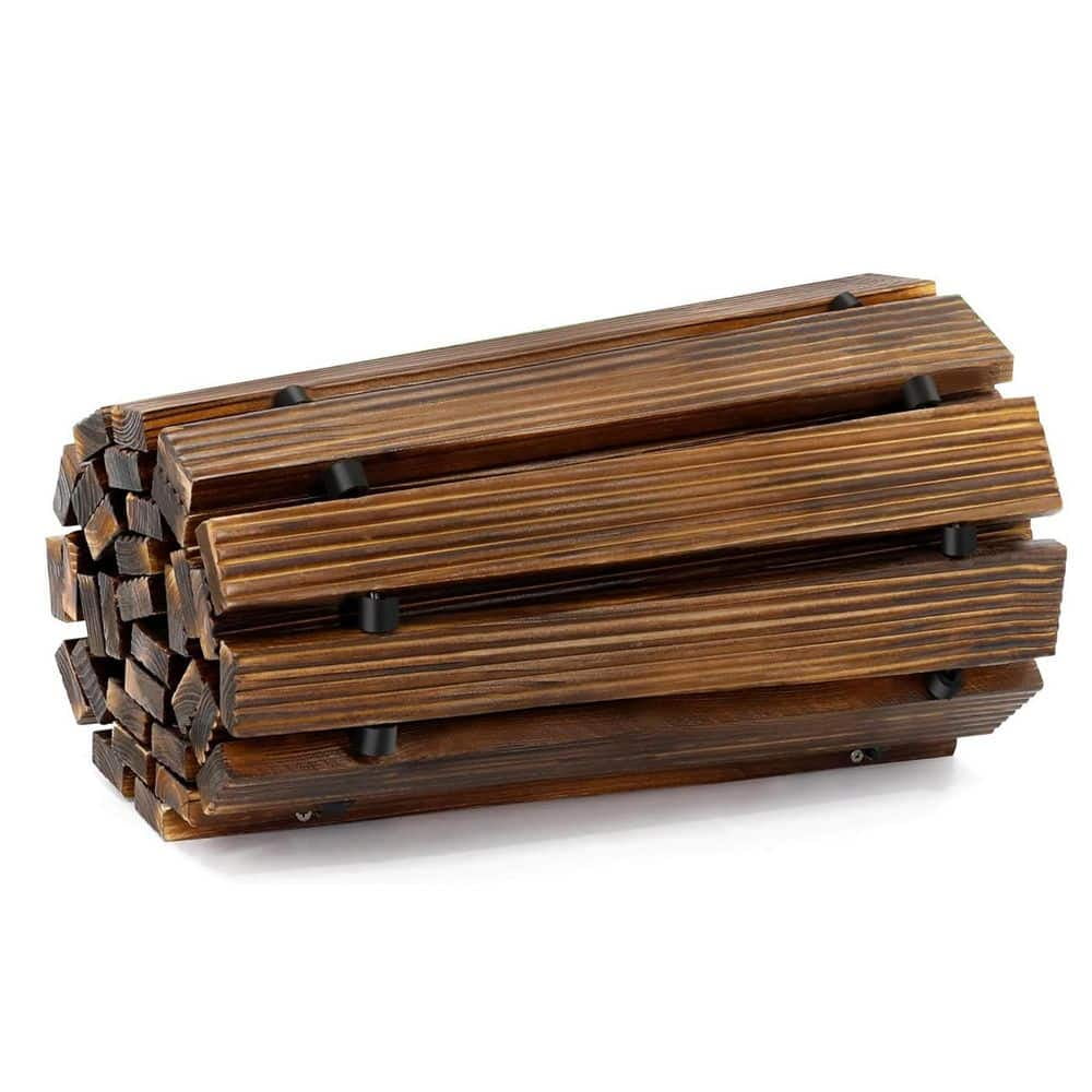 6 ft. Outdoor Brown Roll Up Wooden Garden Pathway Decorative Garden ...