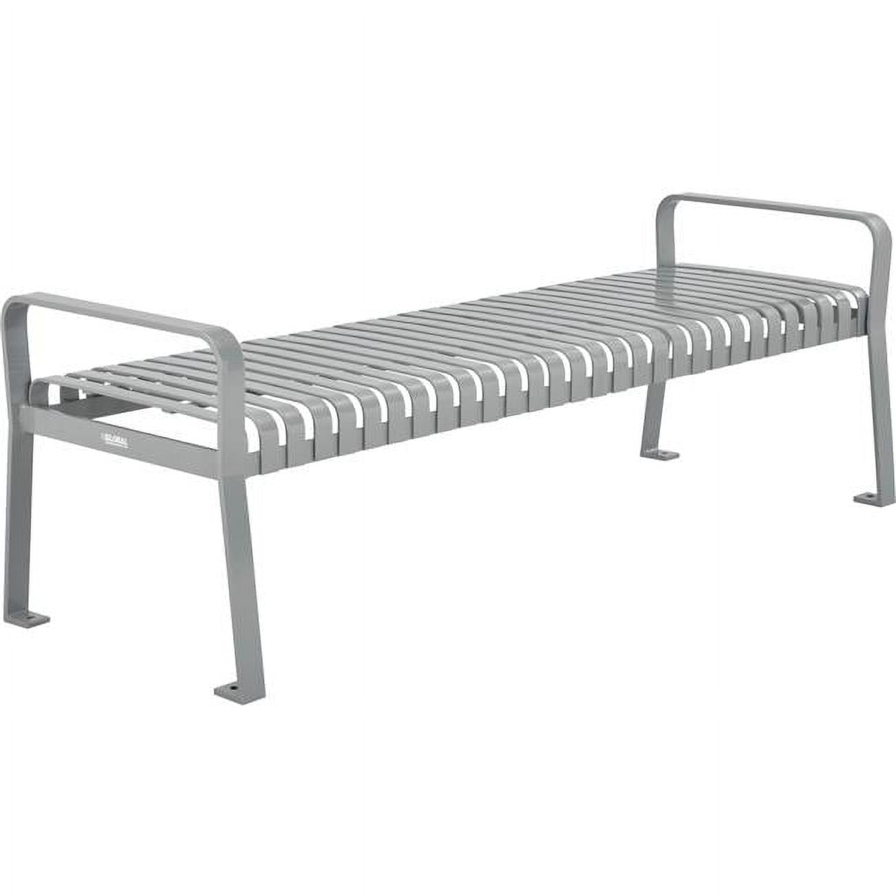 6 ft. Outdoor Park Bench without Back, Steel Slat - Gray - Walmart.com