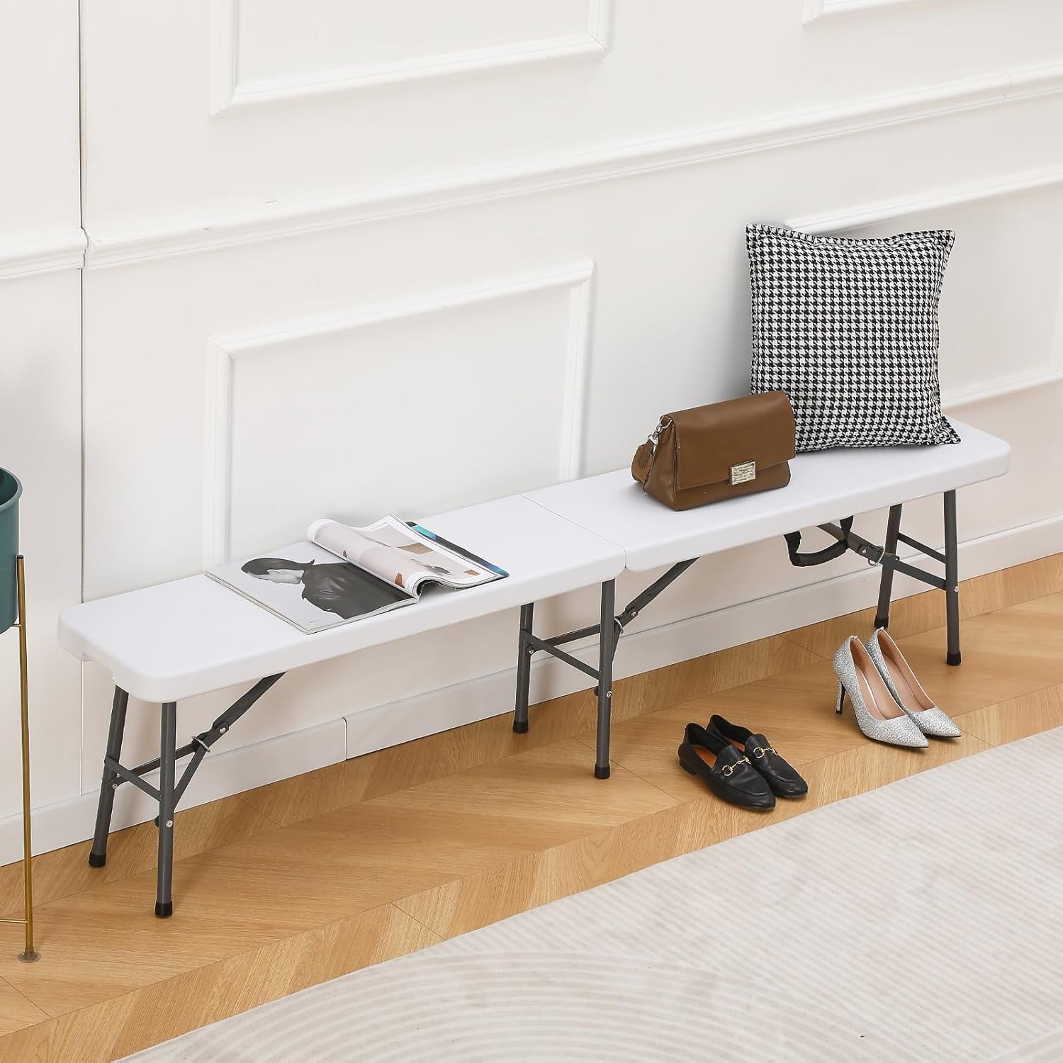 6 ft Plastic Folding Bench, Portable Foldable Bench Seating, Indoor ...