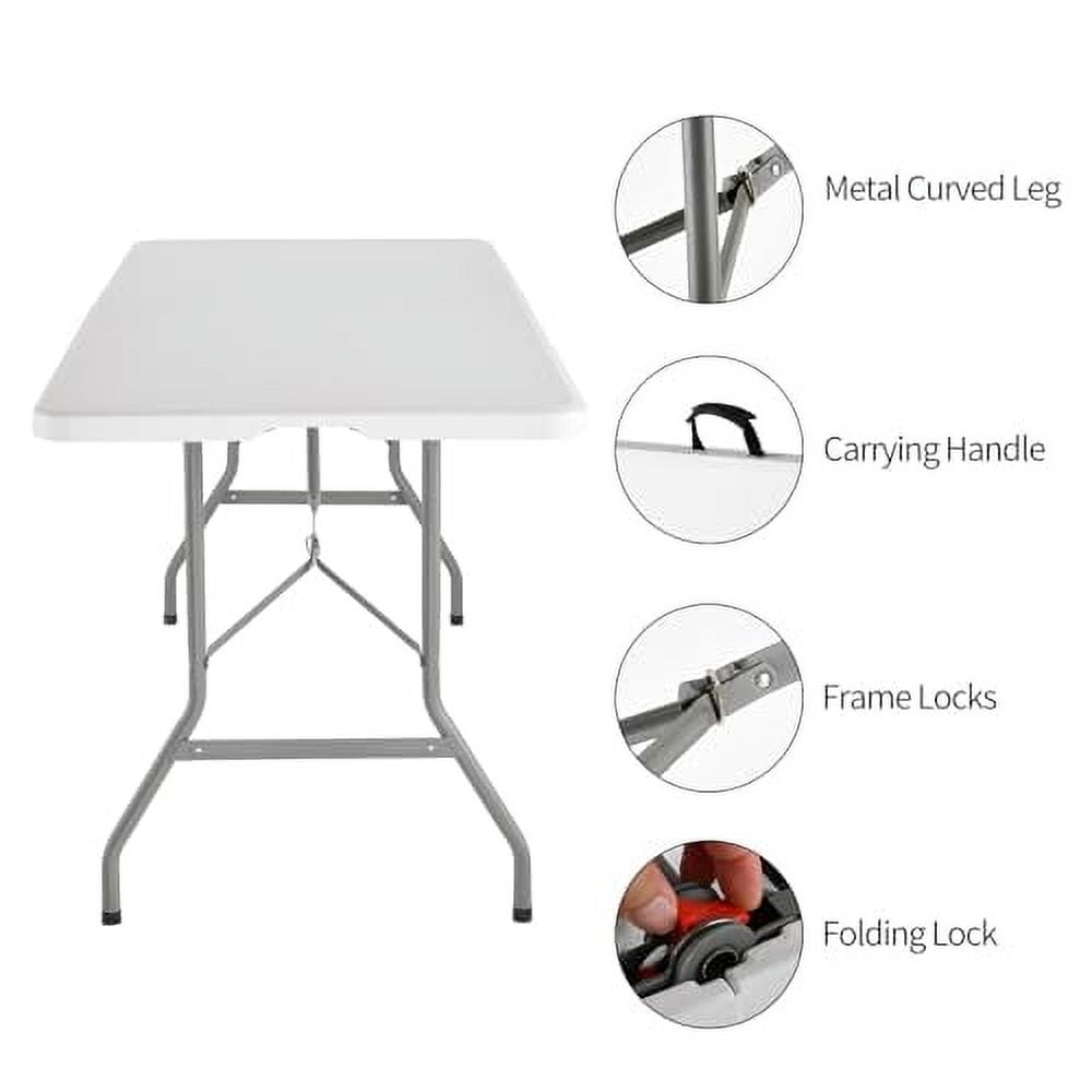 6 ft Plastic Folding Table Outdoor, Portable Picnic Table Camping Table ...