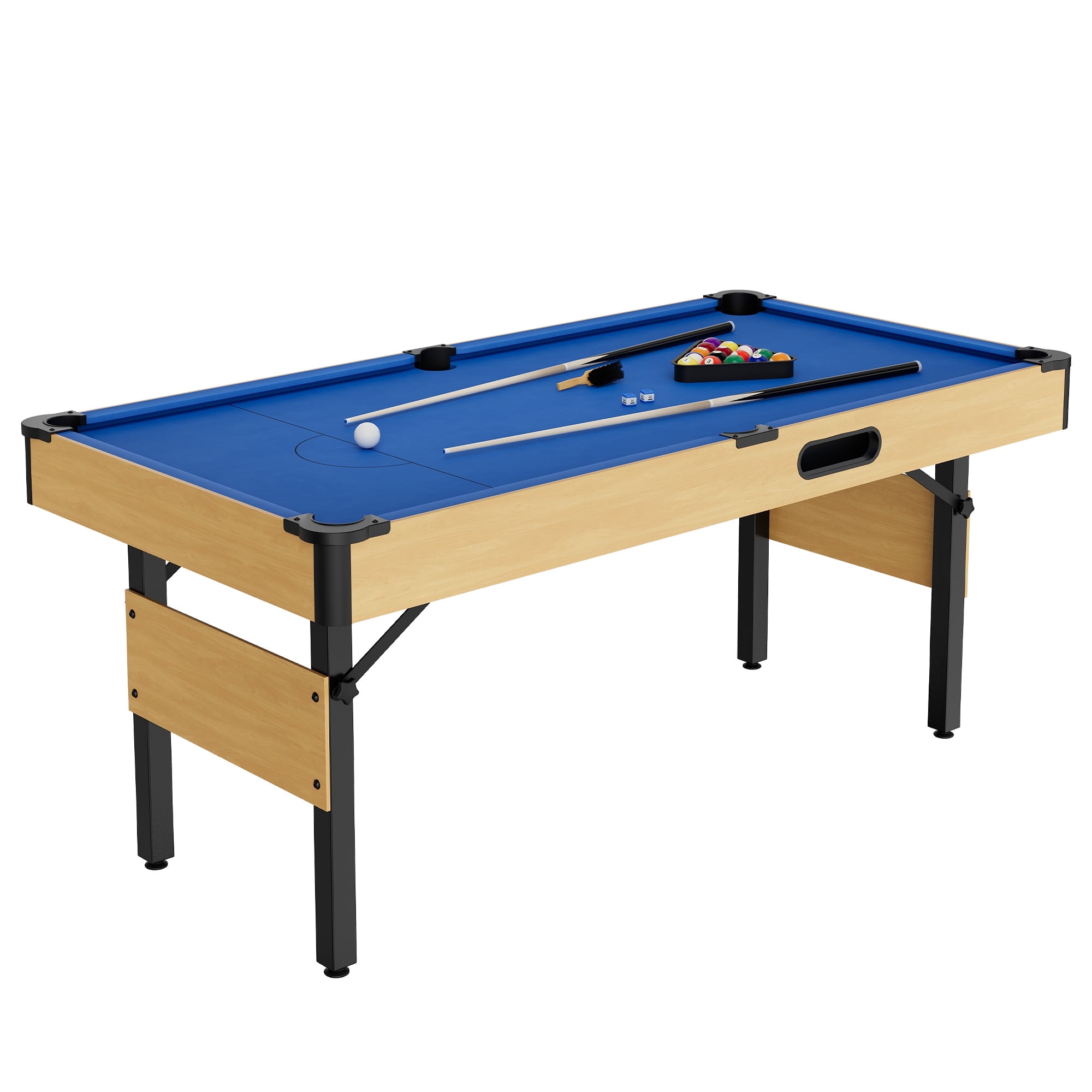 6 ft Pool Table, Foldable Pool Table with Automatic Ball Return, Rustic ...