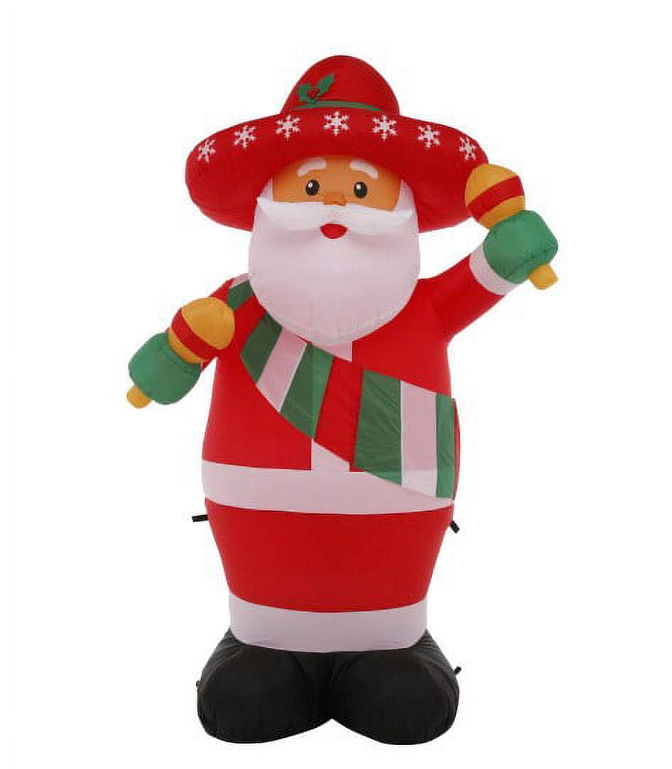 6 ft. Pre-Lit Life Size Inflatable Fiesta Santa Christmas Decoration ...