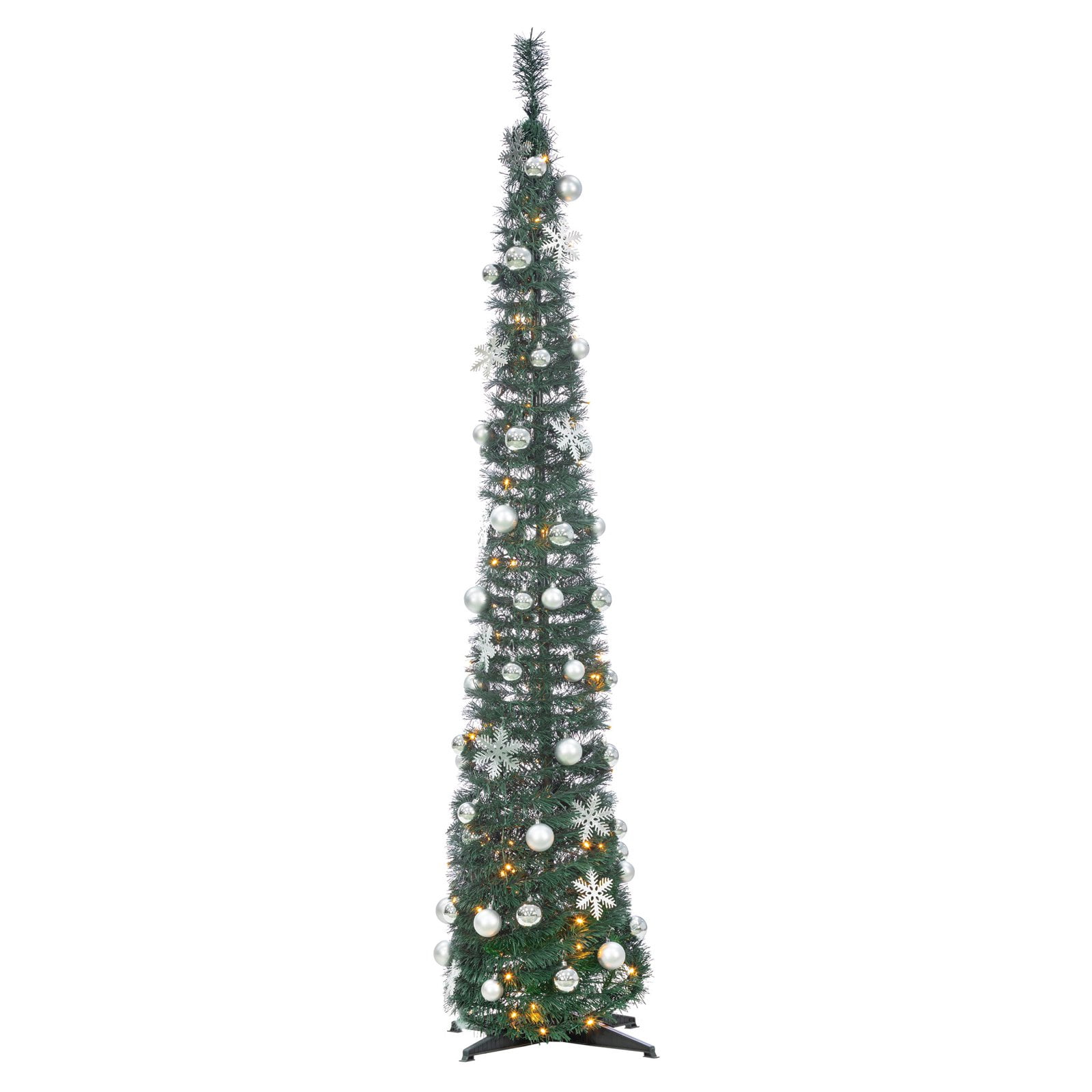 6 ft. Pre Lit Warm White LED Narrow Decorative Tree - Walmart.com