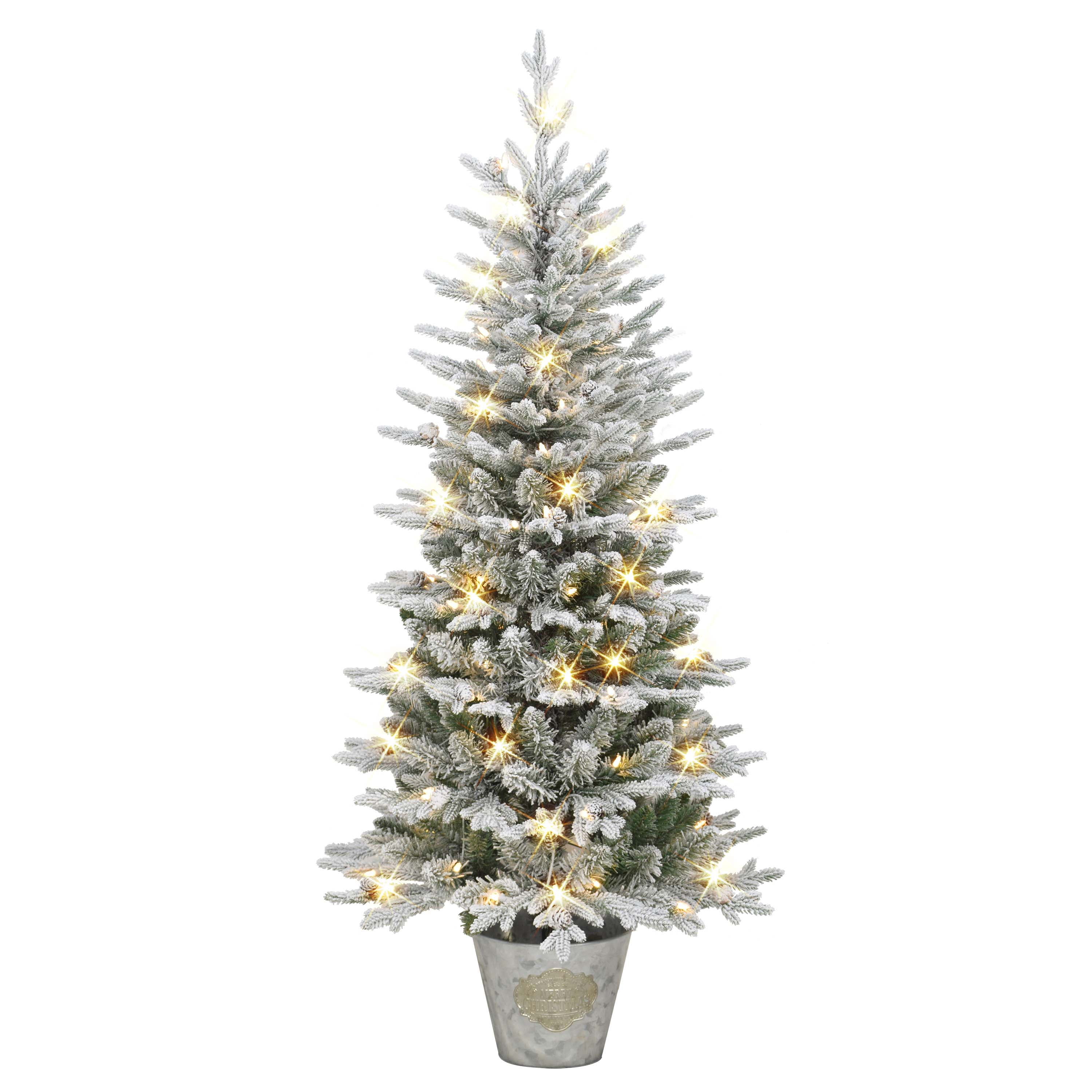 6 ft Pre-lit PE/PVC Flocked Tree 1015 Tips 250 UL Clear Incandescent ...