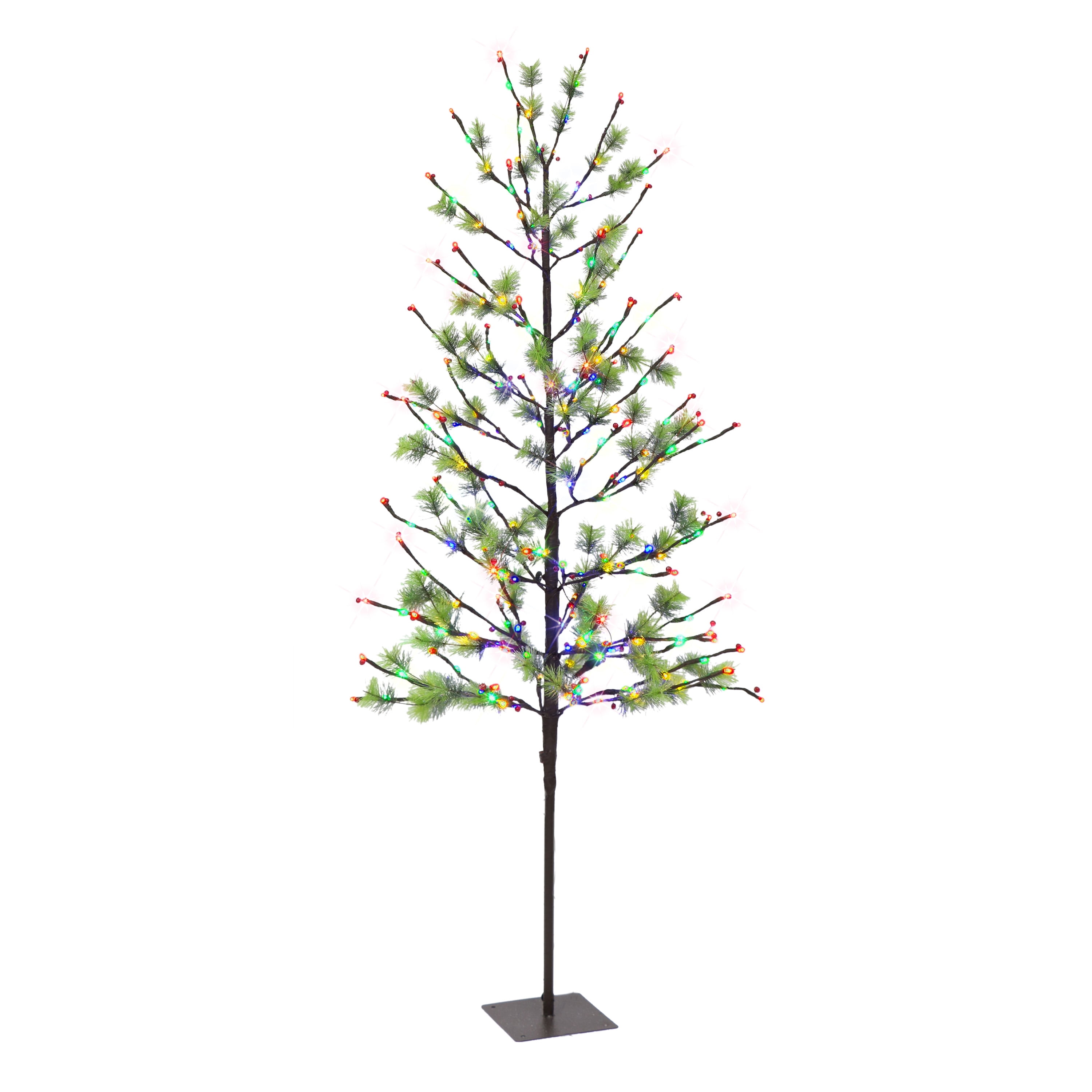 6 ft Pre-lit Twig Tree 60 Tips 240 Multi-Color LED Twinkle Lights Red ...