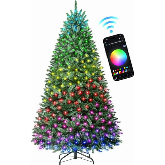 6 ft Prelit Christmas Tree with 270 LED Lights, App Control, Artificial ...