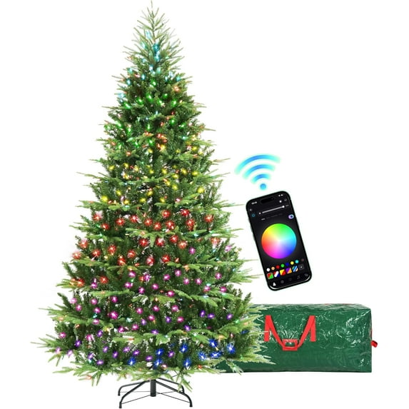 6 ft Prelit Christmas Tree with 450 LED Lights, App Control, Aspen ...