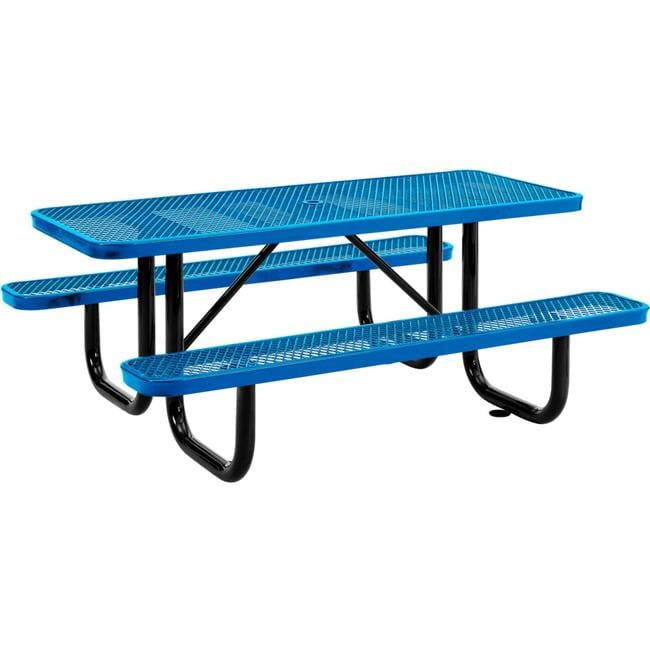6 ft. Rectangular Outdoor Steel & Expanded Metal Picnic Table, Blue ...