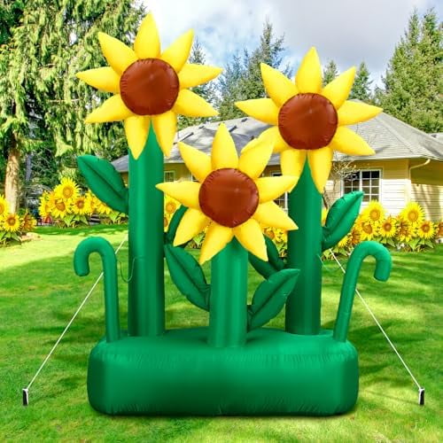 6 ft Summer Inflatable Sunflower Decoration Large Inflatable Flower LED ...