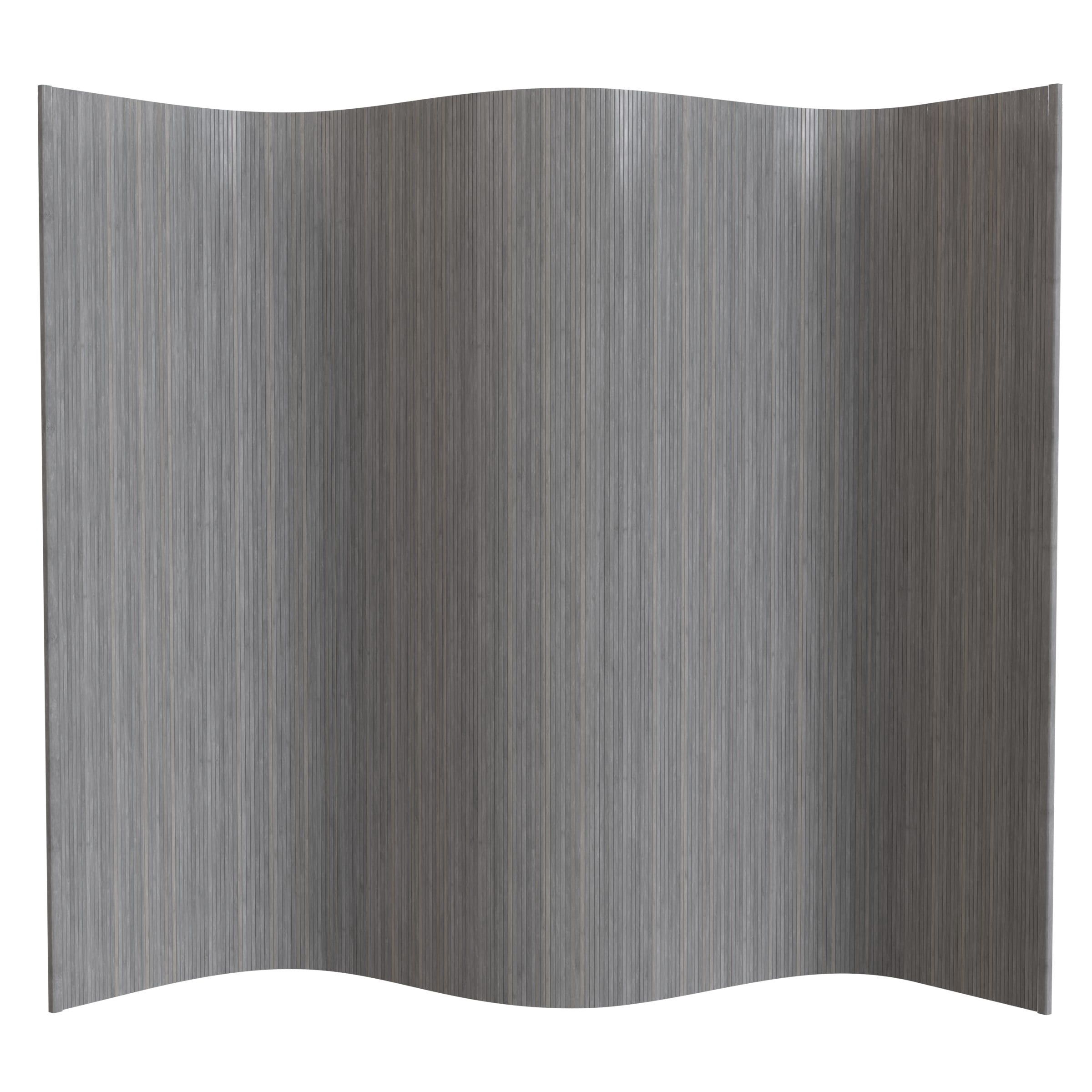 6 ft. Tall Bamboo Wave Screen - Grey Room Divider, Freestanding ...