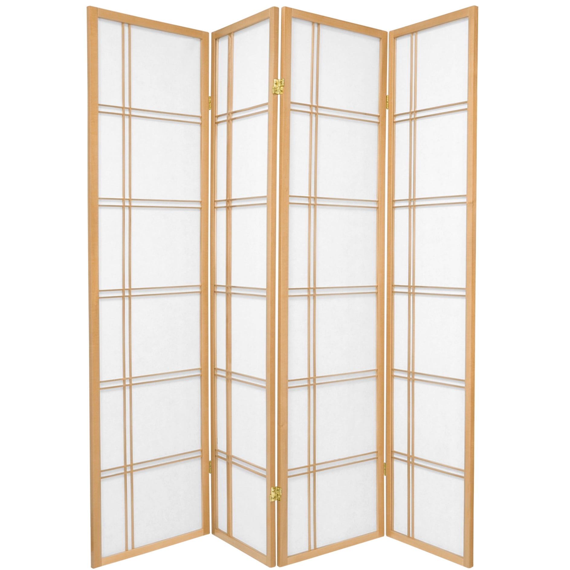 6 ft. Tall Double Cross Shoji Screen - Natural - 4 Panels - Walmart.com
