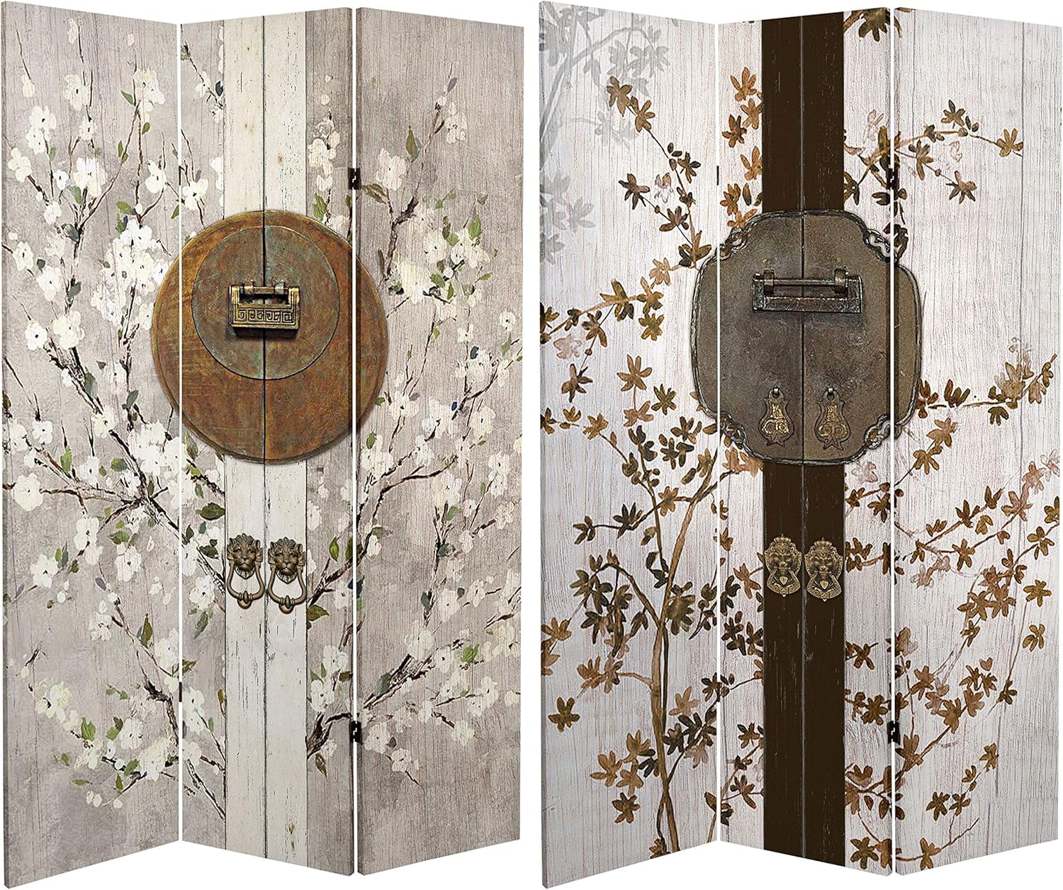 6 ft. Tall Double Sided Asian Lock Canvas Room Divider, Ivory - Walmart.com
