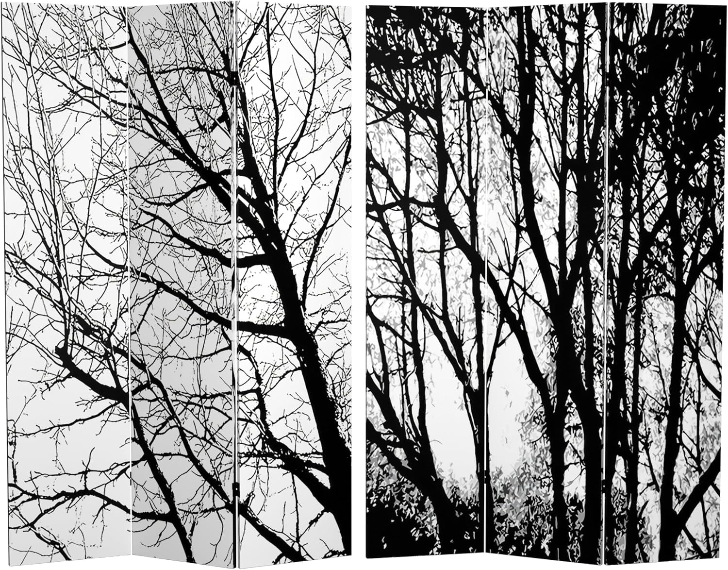 6 ft. Tall Double Sided Woodland Symphony Room Divider, Trees in Black ...