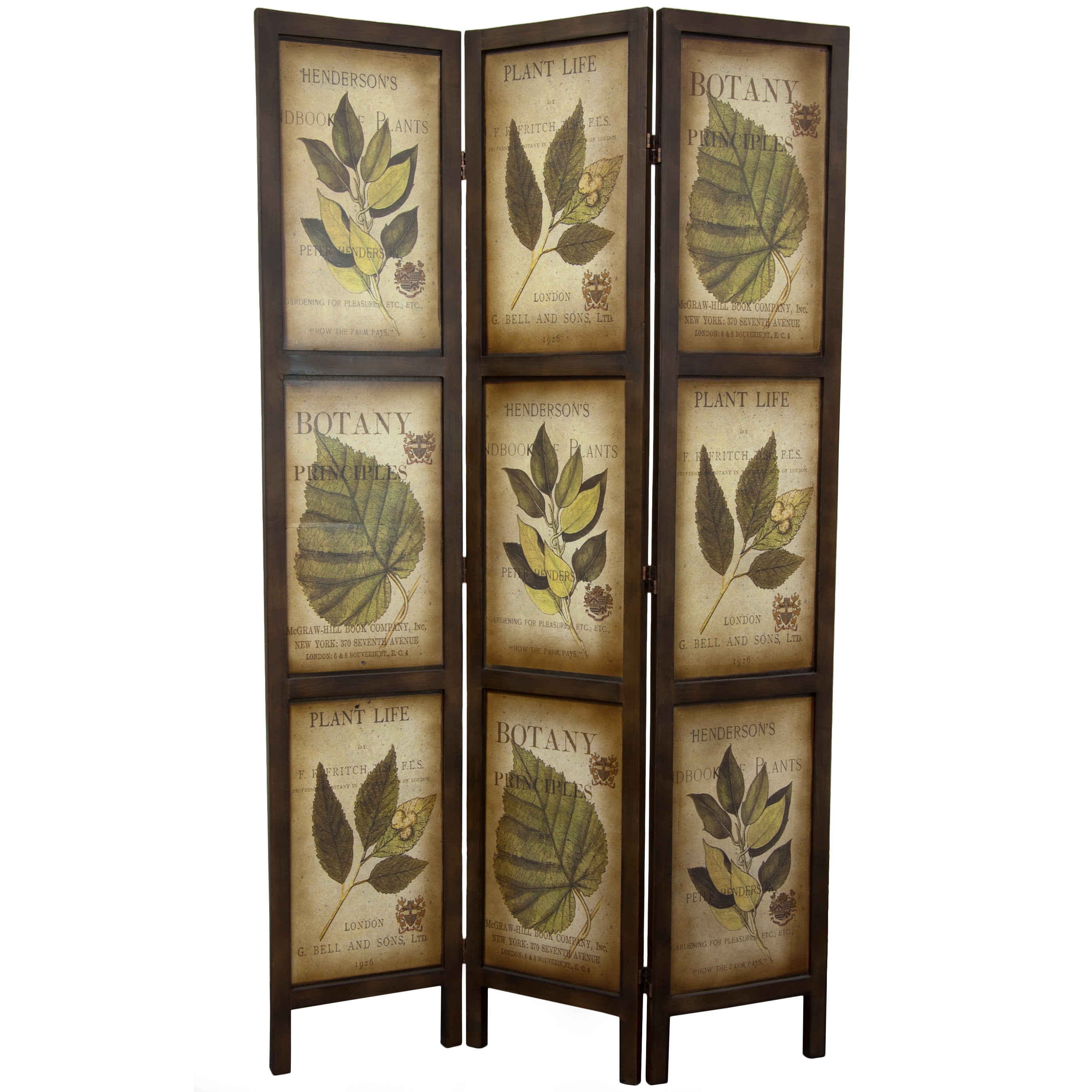 Vintage Botanic Wood Frame Room Divider Botanic Print Screen - Walmart.com