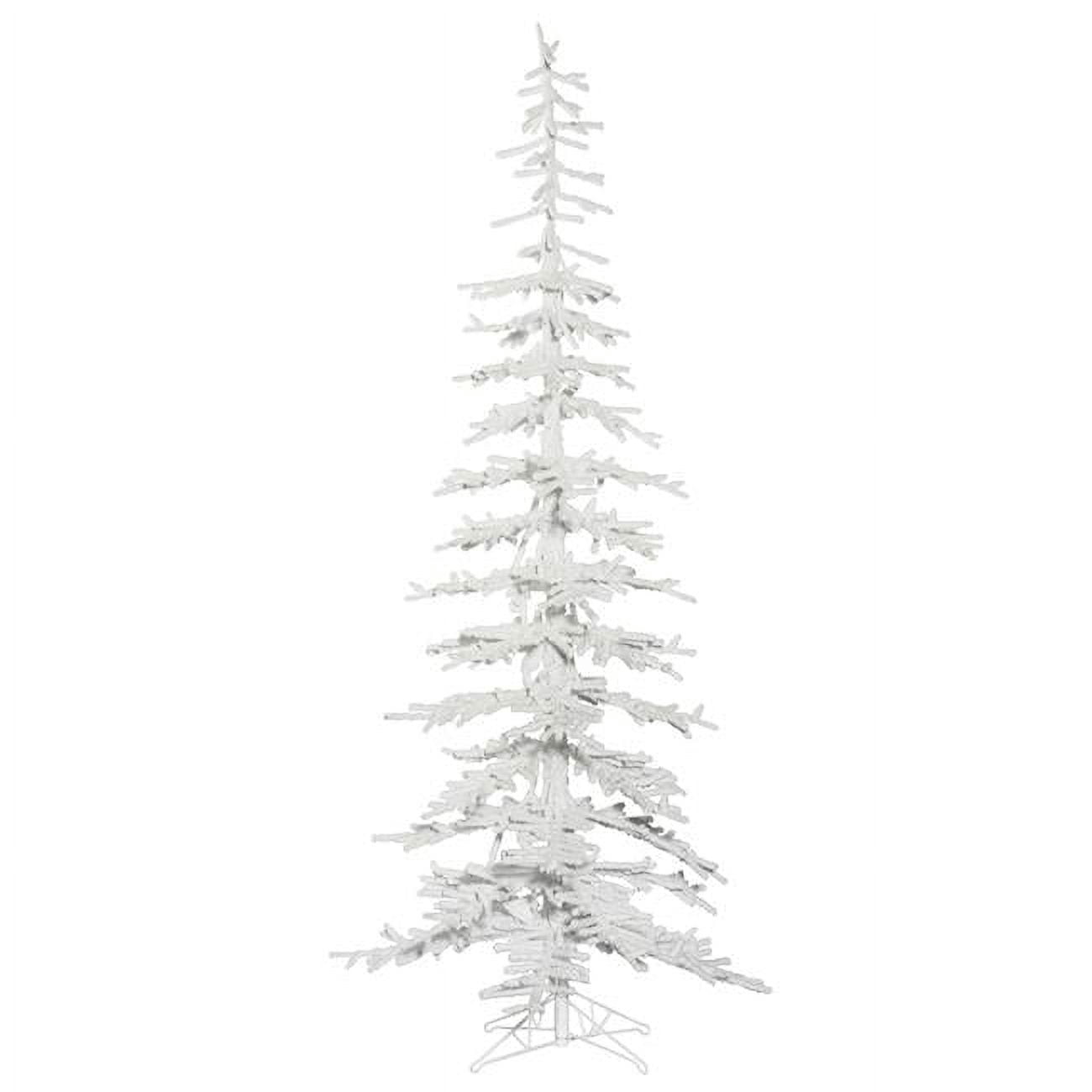 6 ft. x 26 in. Flocked White on White Kuna Pine Christmas Tree with 406 ...