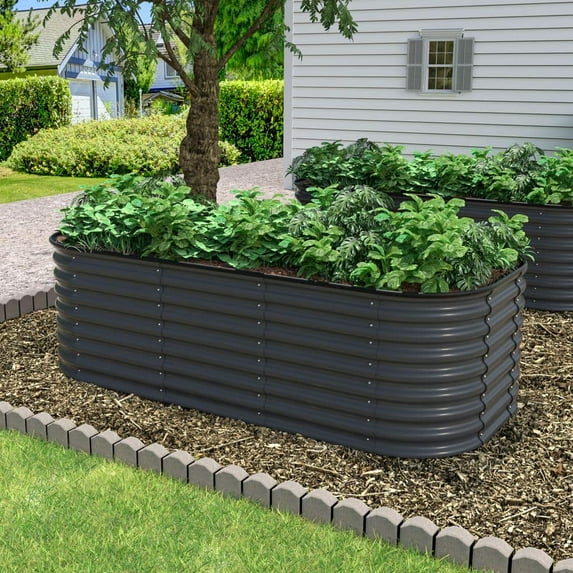 6 ft. x 3 ft. x 2 ft. Galvanized Steel Raised Garden Bed Planter Box Outdoor, Gray - Walmart.com