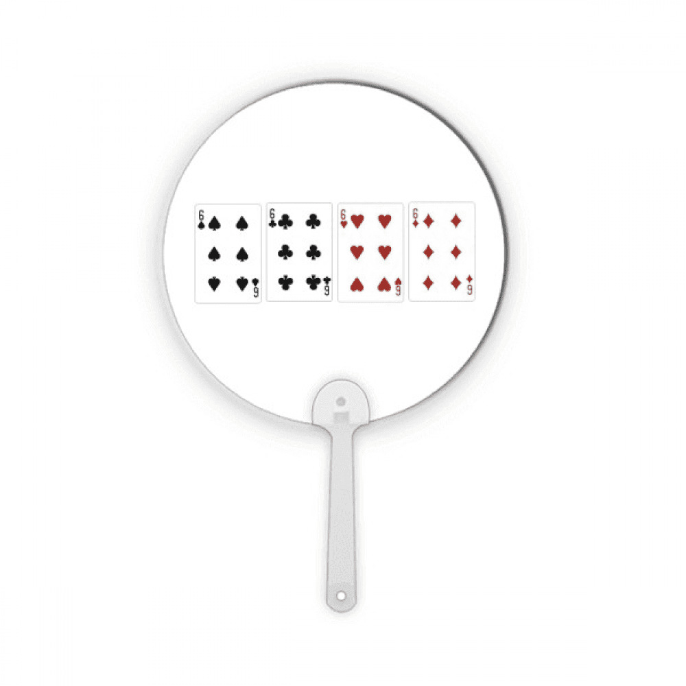 6 heart spade club pattern Plastic Round Handheld Fan Decorations Craft ...