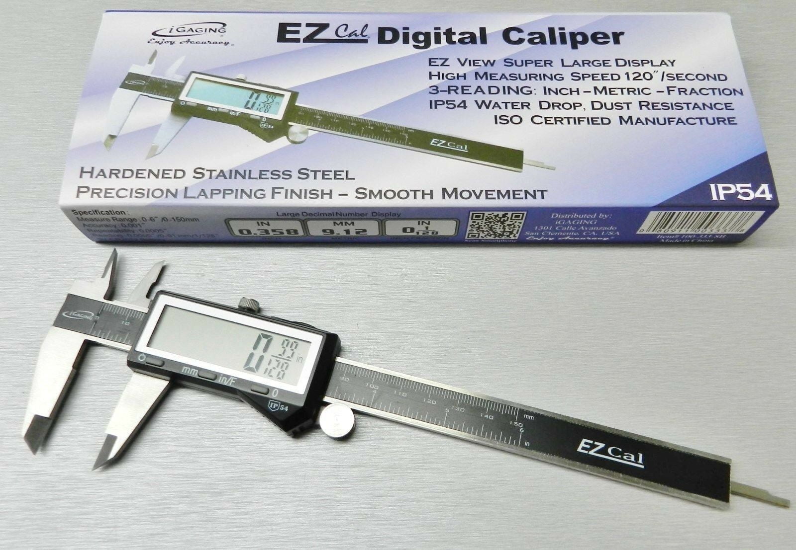 iGaging 6" Digital Electronic Caliper Precision 3 Way Reading Large LCD ...