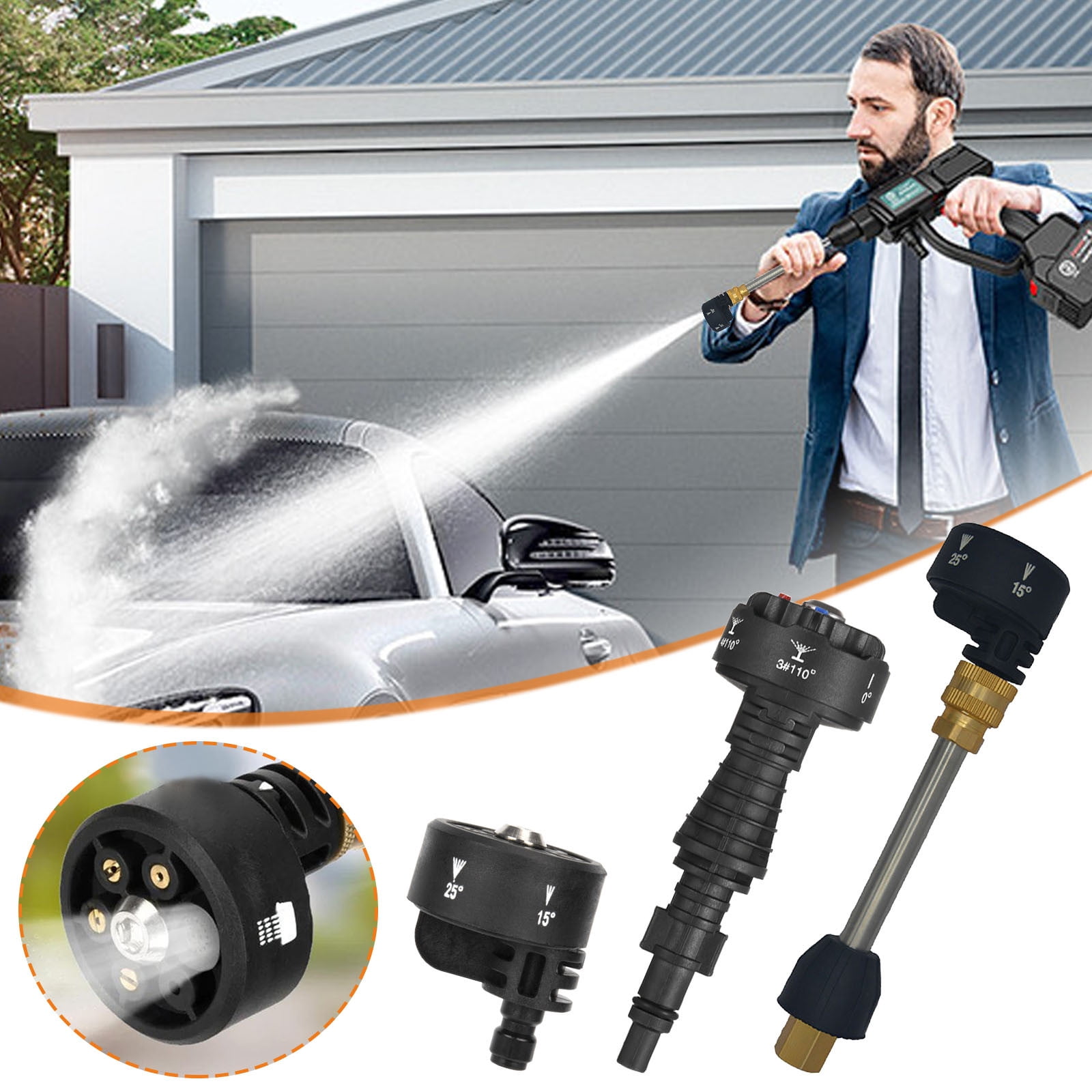 6-in-1 Adjustable Pressure Washer Nozzle | Multi-Function Spray Head ...