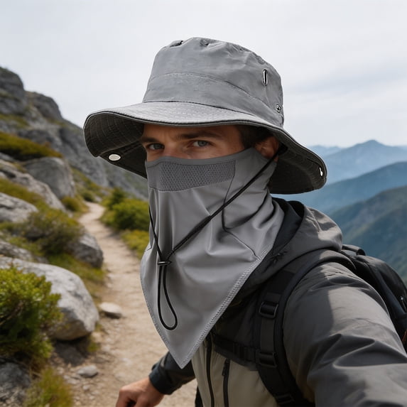 6-in-1 Bucket Hat, Detachable Face Mask and Neck Flap, Lightweights Sun ...