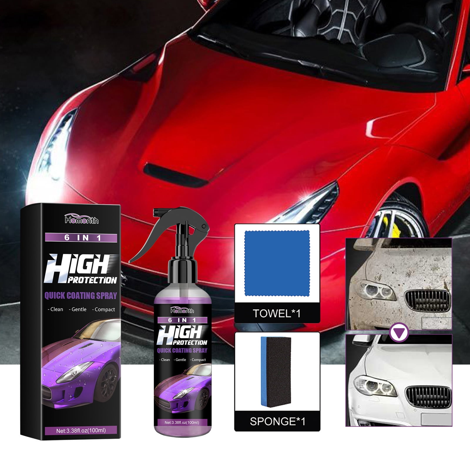 6-in-1 Car Protection Spray Coating Paste – 100ml Protective Layer ...