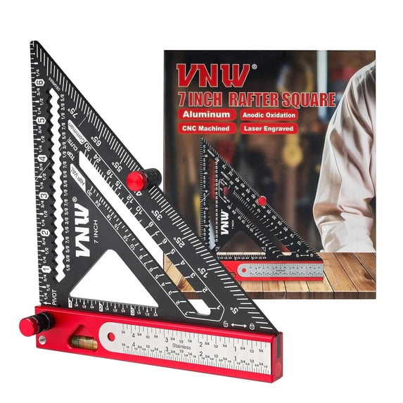 6-in-1 Carpenter Square 7 inch (1/8" Precision) Rafter Multi-Purpo ...