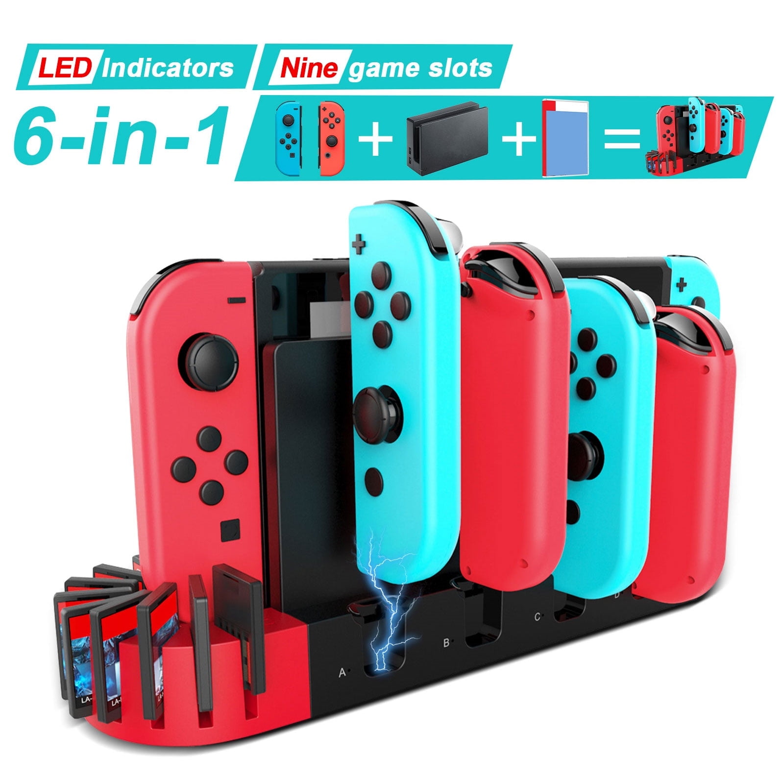 6-in-1 Charging Station Fit for Nintendo Switch, Nintendo Switch OLED ...