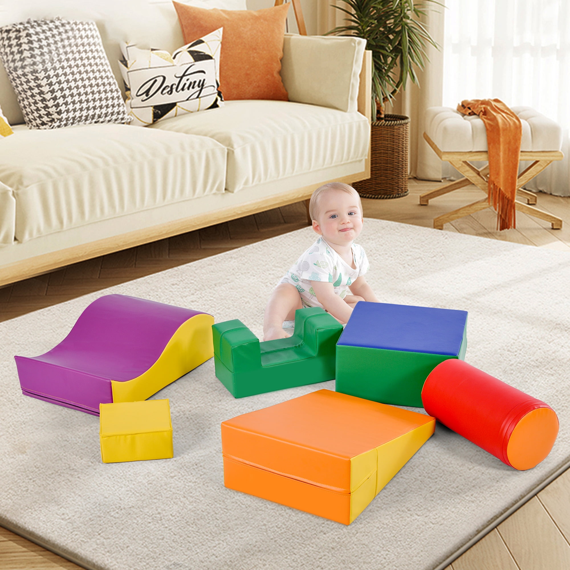 6-in-1 Climb Crawl Activity Playset Soft Foam Zone Climbing Crawling ...