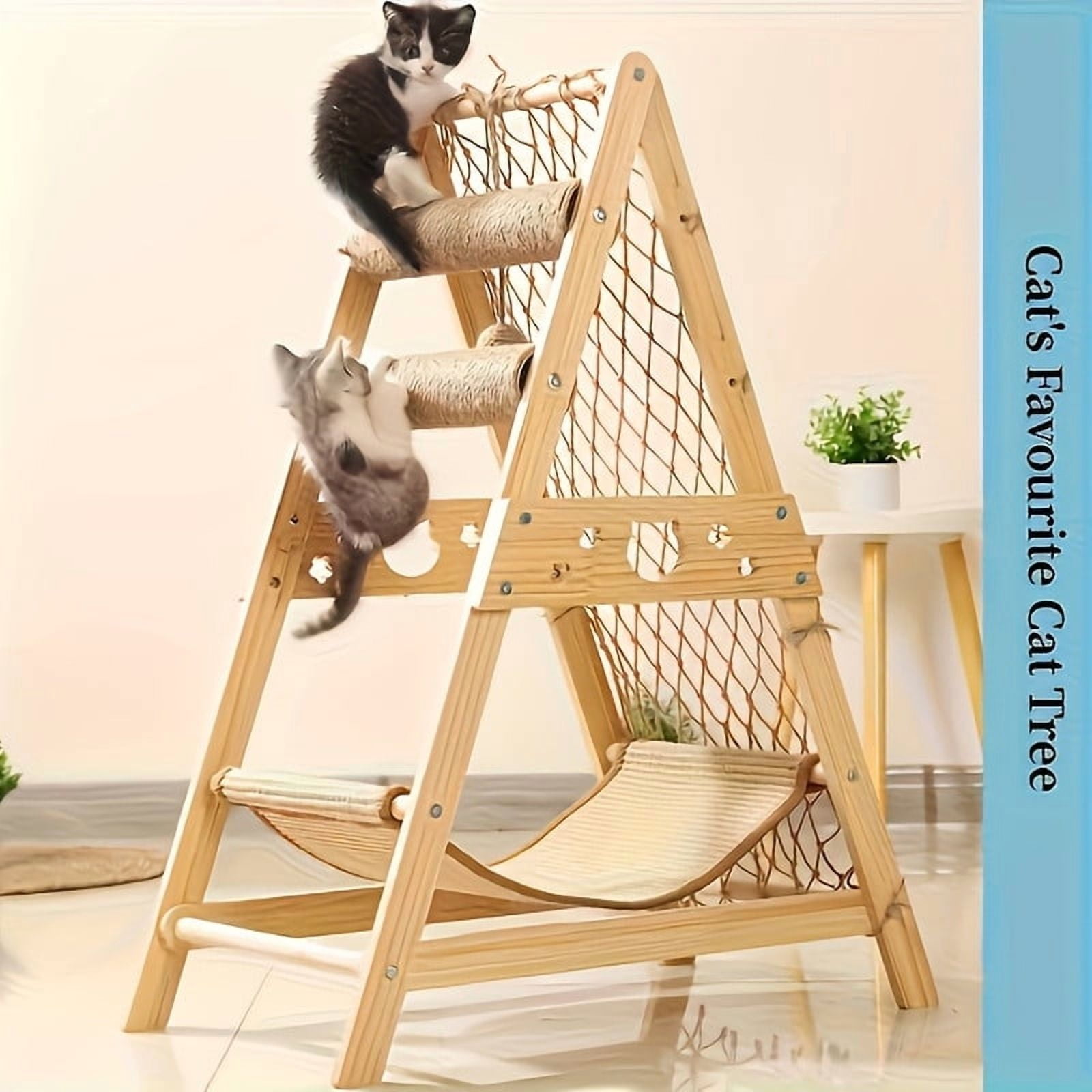 6-in-1 Deluxe Cat Tree Tower with Multi-Level House, Hammock, Jumping Platform, Scratching Post ...