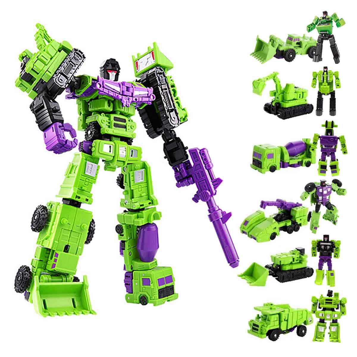 6 in 1 Devastator Engineering Truck Robot Combiner 8.6" Action Figures ...