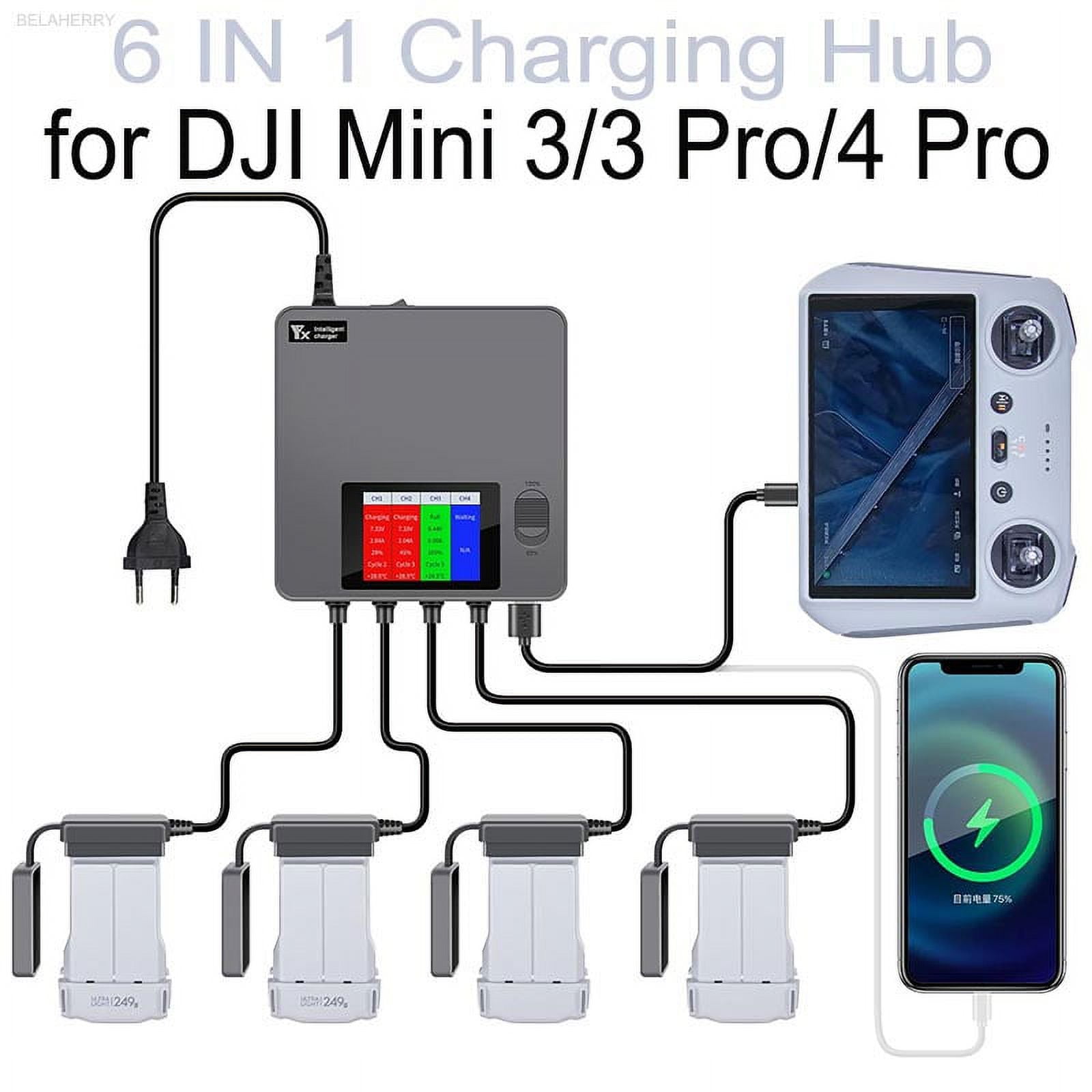 6 in 1 Digital display Battery Charger for DJI Mini 3/3 Pro/4 Pro Drone ...