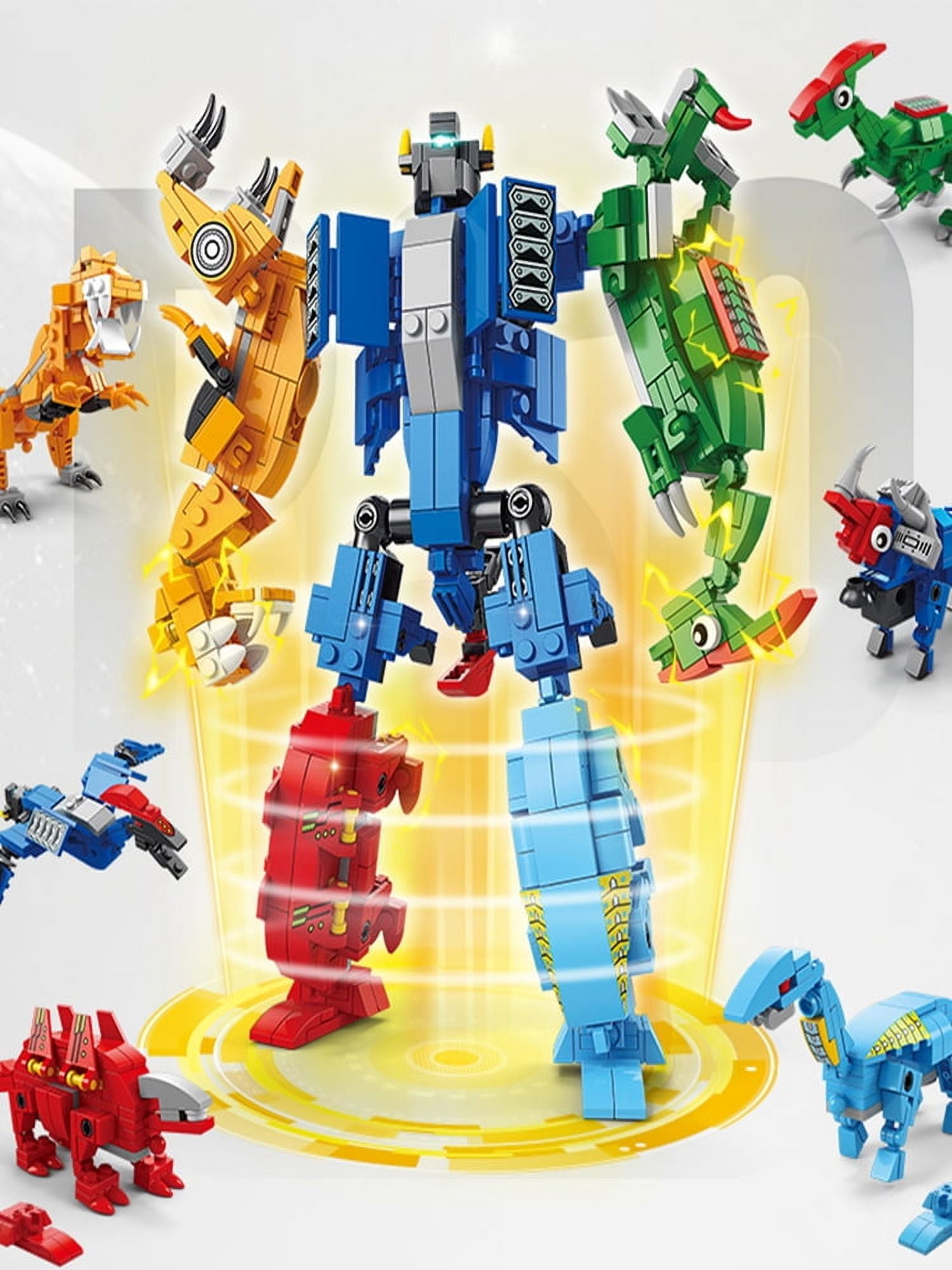 6 in 1 Dinosaur Mech morphing robot building blocks boy educational toy ...