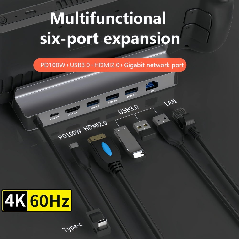 6 in 1 Docking Station for Steam Deck Rog Ally Docking Station Stand ...