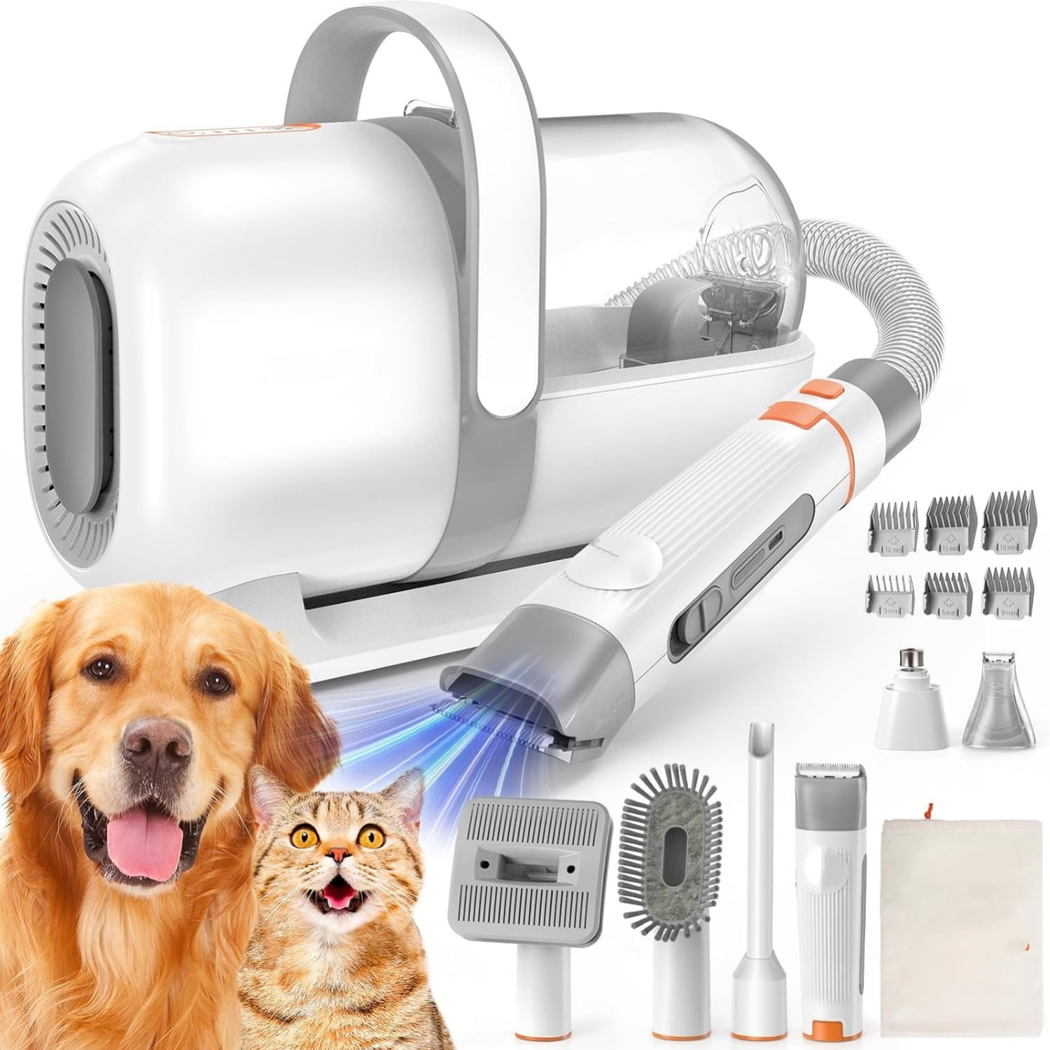 6-in-1 Dog Grooming Kit, Pet Grooming Vacuum for Shedding, Dog Hair ...