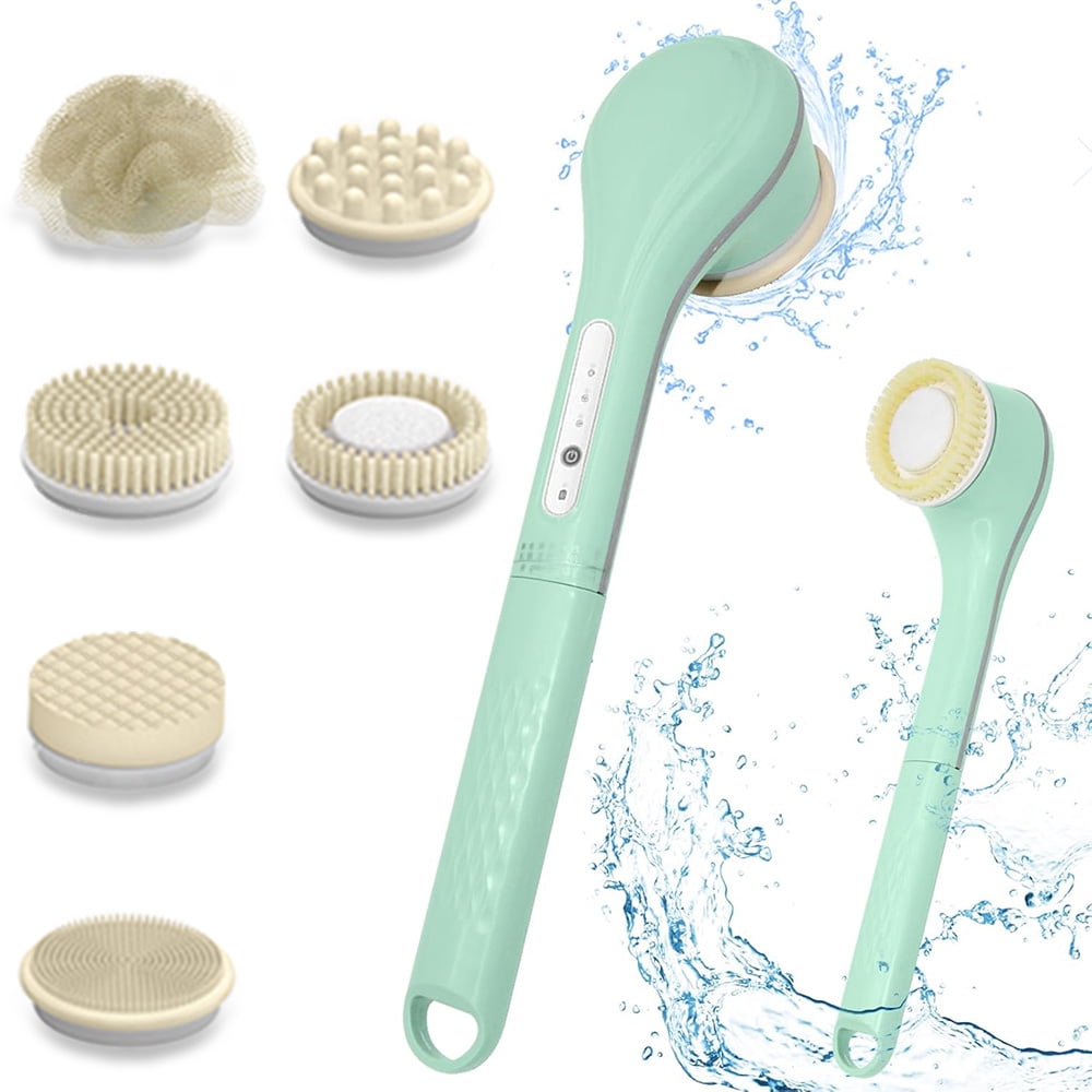 6-in-1 Electric Body Brush, Rechargeable Waterproof Shower Brush with ...