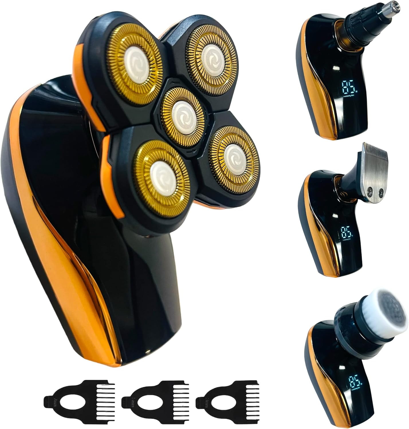 6 in 1 Electric Men Head Shaver IPX7 Waterproof with Hair Clippers/Nose ...