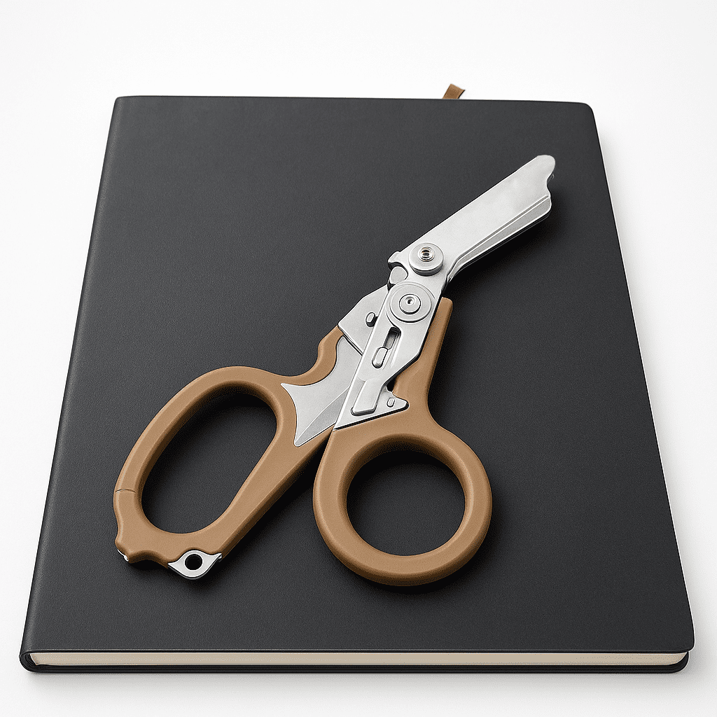 6-in-1 Emergency Shears[BROWN/TAN] - Heavy Duty 420HC Stainless Steel ...