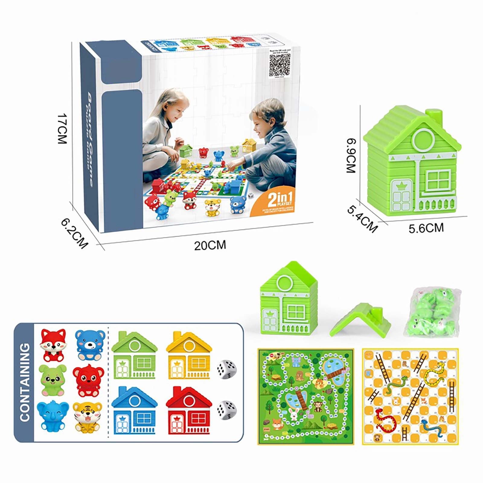 6-in-1 Family Board Game Set, Educational Parent-Child Puzzle Bundle ...