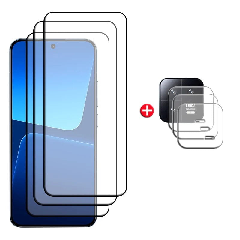 6-in-1 For Xiaomi 13 Glass For Mi 13 Tempered Glass 9H Full Glue Cover ...