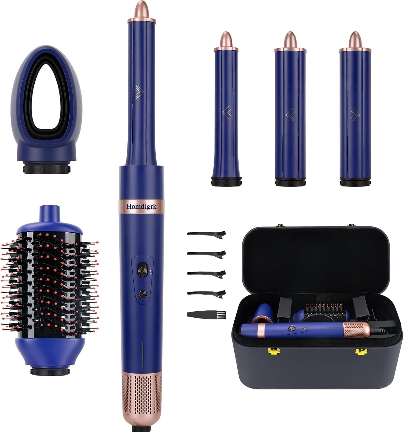 6-in-1 Hair Dryer Brush & Curling Iron Set with Travel Case ...