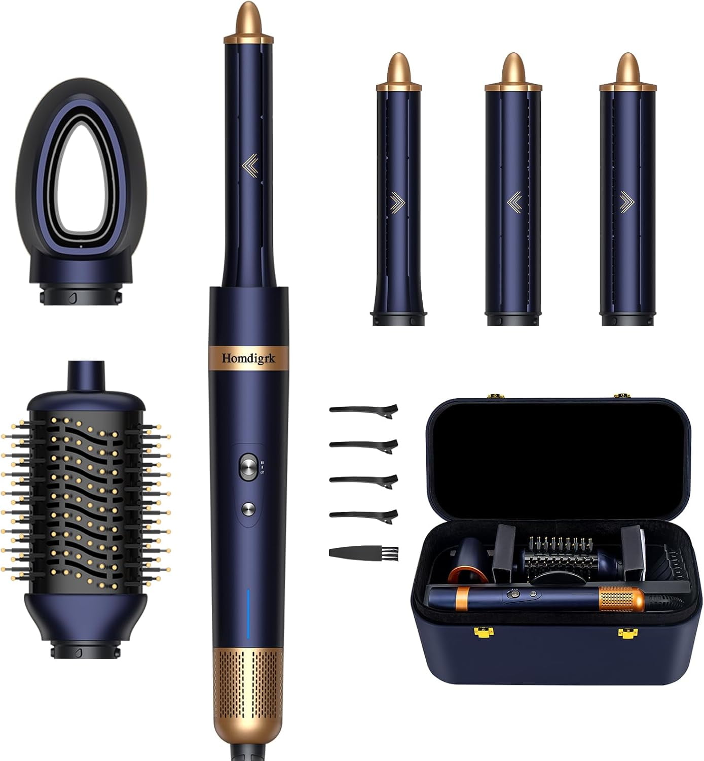 6-in-1 Hair Dryer Brush & Curling Iron Set with Travel Case ...