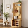 6-in-1 Hall Tree with Shoe Storage, Coat Rack, Adjustable Shelf, 6 Shoe ...