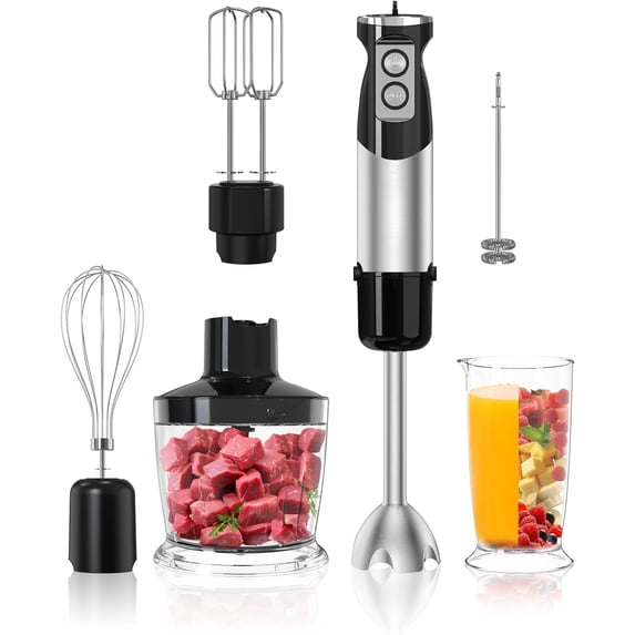6-in-1 Hand Immersion Blender, 1000W 12 Speed Handheld Blender with ...