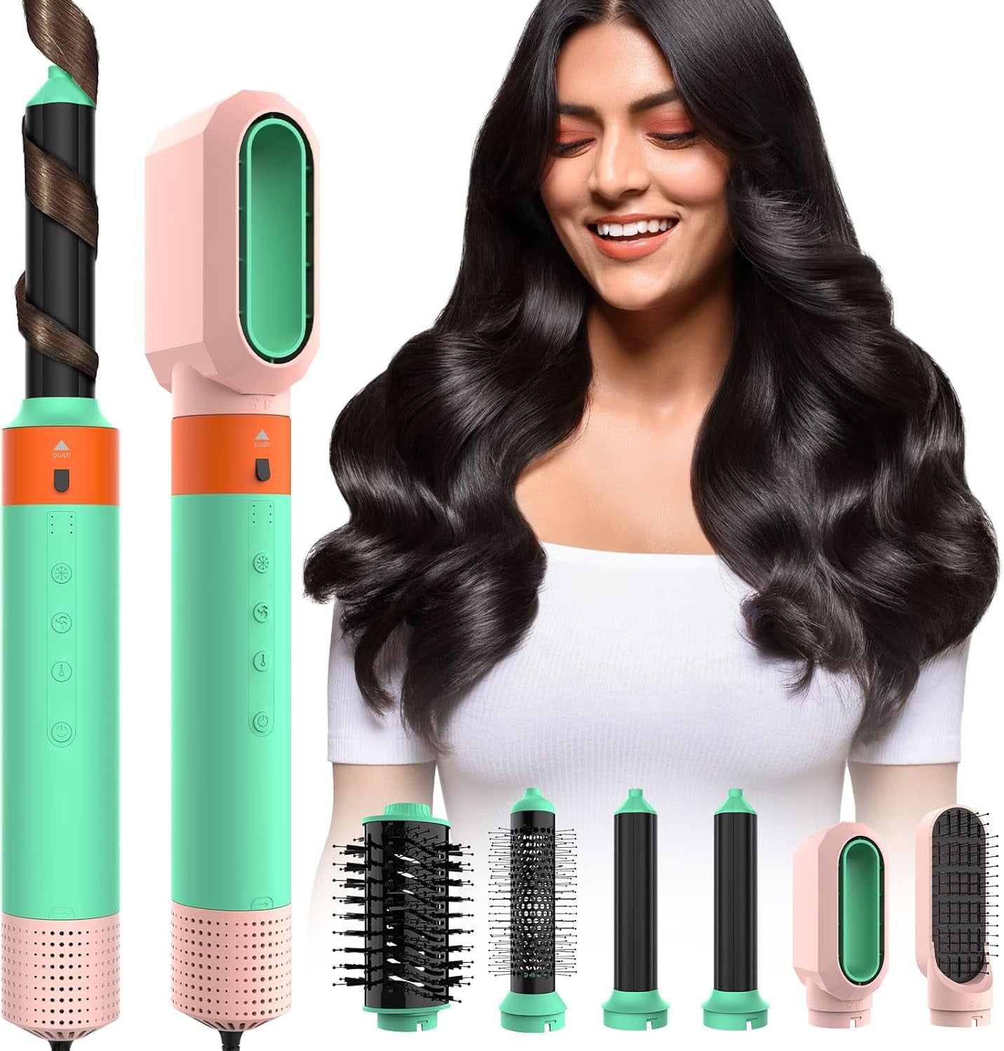 6-in-1 Hot Air Styler Kit with 200 Million Negative Ions & 110,000 RPM Motor - Professional Hair ...