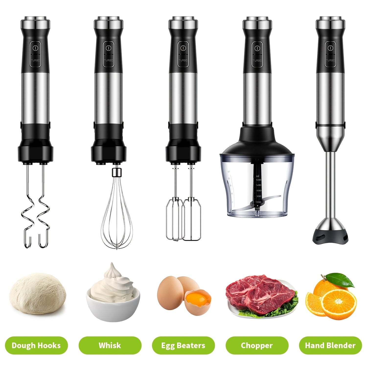 6-in-1 Immersion Blender Handheld 20-Speed & Turbo Mode, Scratch ...