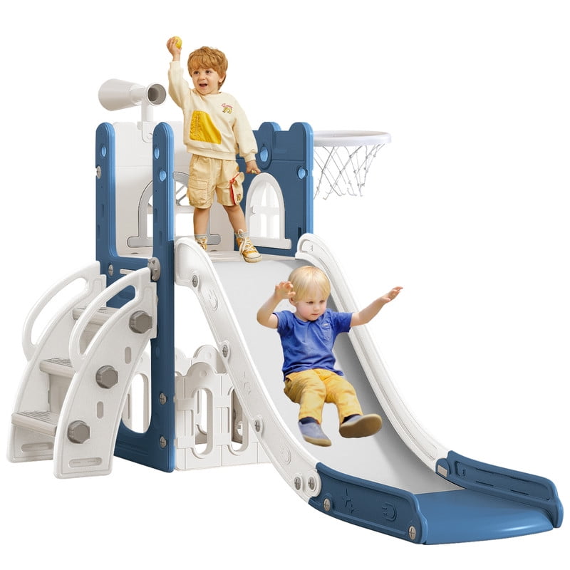 6 in 1 Kids Indoor Slide for Toddlers 1-3,Blue,Baby Slide for Indoor ...