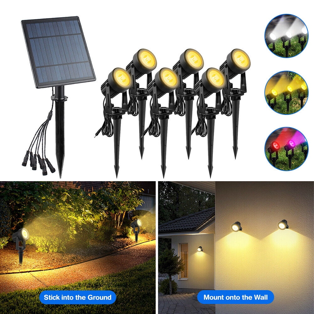 6 in 1 LED Solar Spotlights Outdoor, Solar Landscape Spot Lights ...