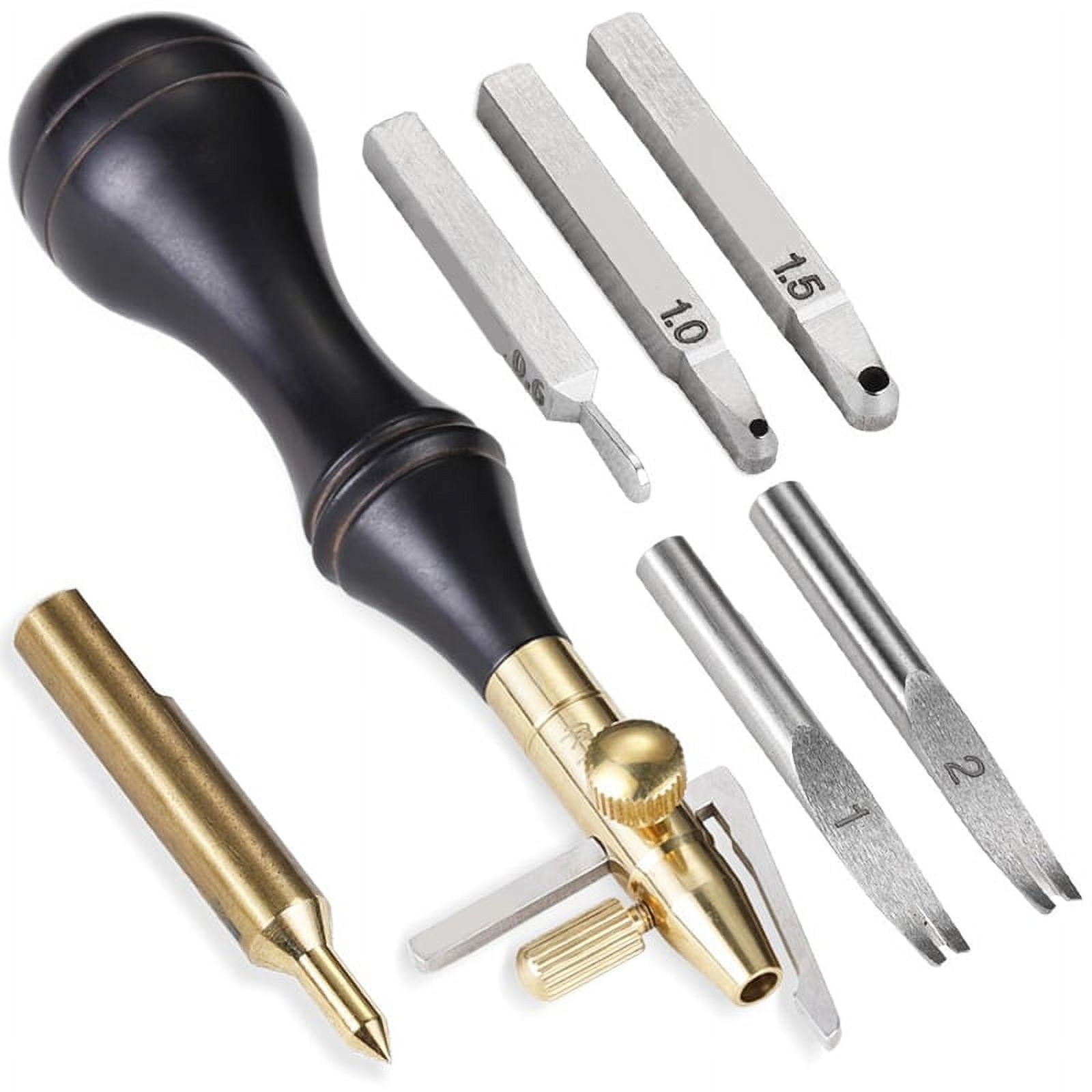 6 in 1 Leather Groover Tool, with Adjustable Stitching Groover, Leather ...
